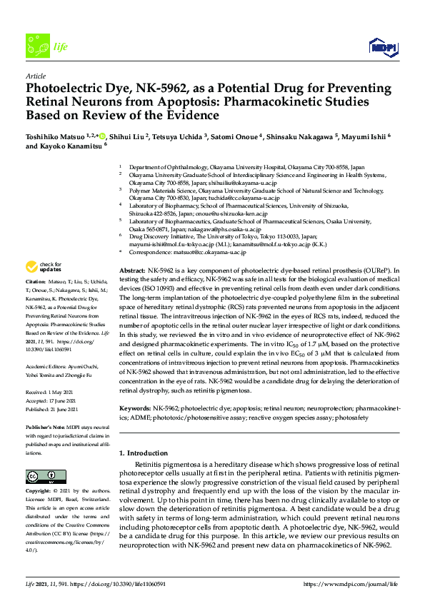 (PDF) Photoelectric Dye, NK-5962, as a Potential Drug for Preventing ...