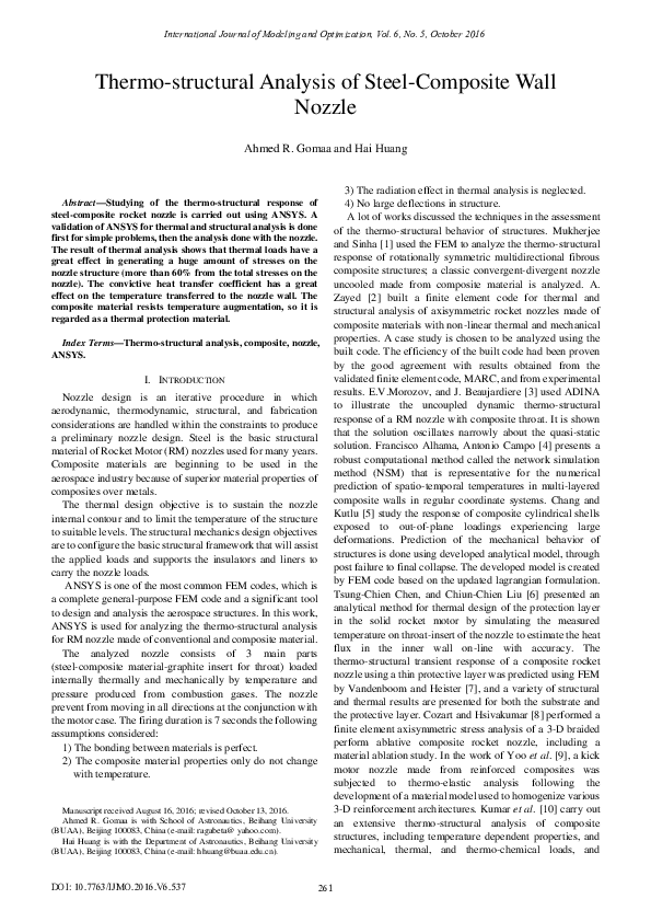 (PDF) Thermo-structural Analysis of Steel-Composite Wall Nozzle