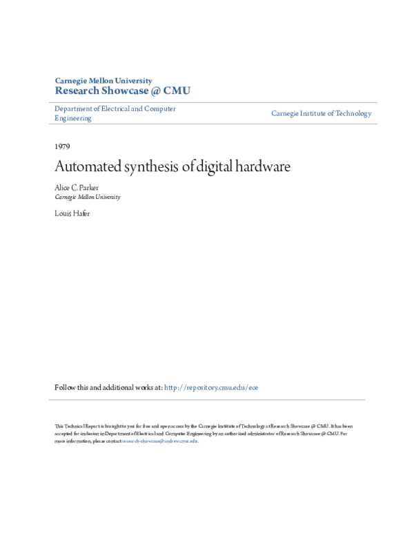 Pdf Automated Synthesis Of Digital Hardware