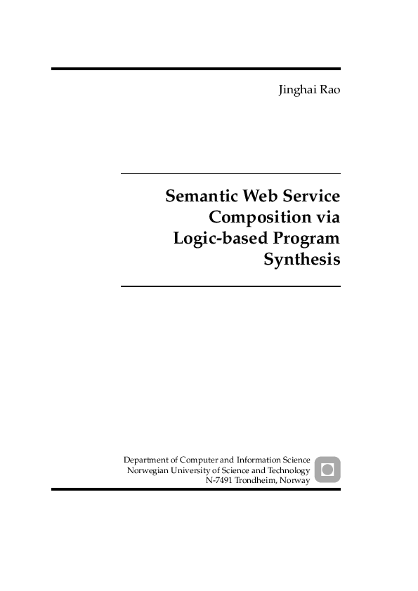 (PDF) Semantic Web service composition via logic-based program synthesis