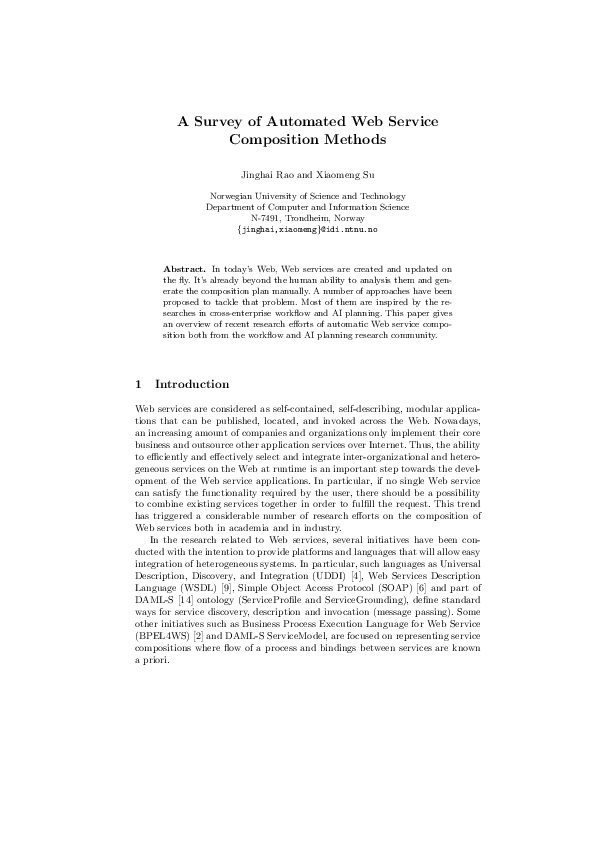 (PDF) A Survey of Automated Web Service Composition Methods