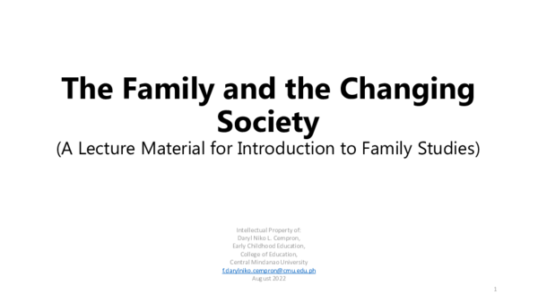 (PDF) A lecture material for the introduction to family studies