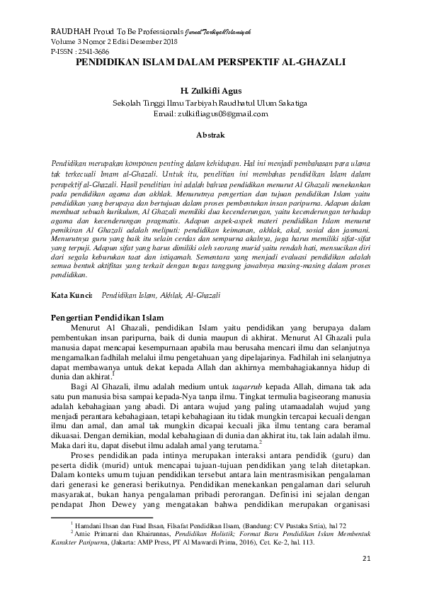 (PDF) PENDIDIKAN ISLAM DALAM PERSPEKTIF AL-GHAZALI
