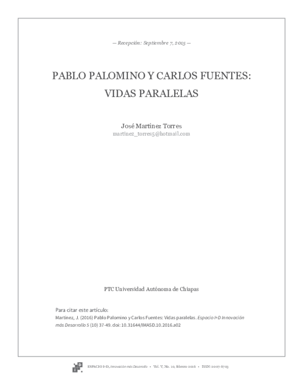 (PDF) Pablo Palomino y Carlos Fuentes: Vidas paralelas
