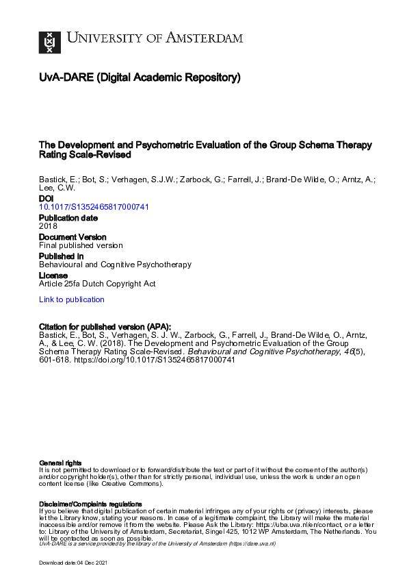 (PDF) The Development and Psychometric Evaluation of the Group Schema ...