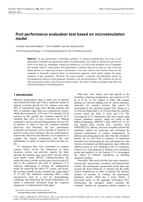 (PDF) Port performance evaluation tool based on microsimulation model