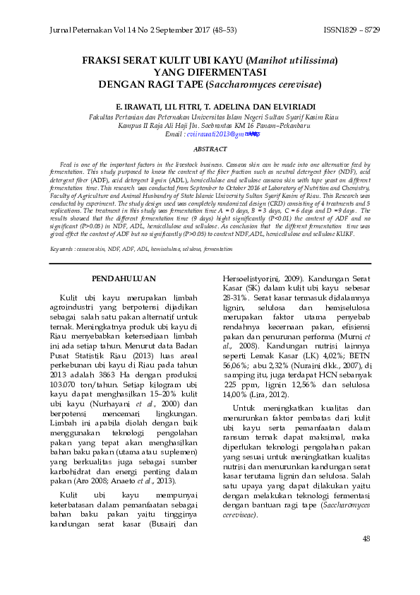 (PDF) KANDUNGAN FRAKSI SERAT KULIT UBI KAYU (Manihot utilissima) YANG ...