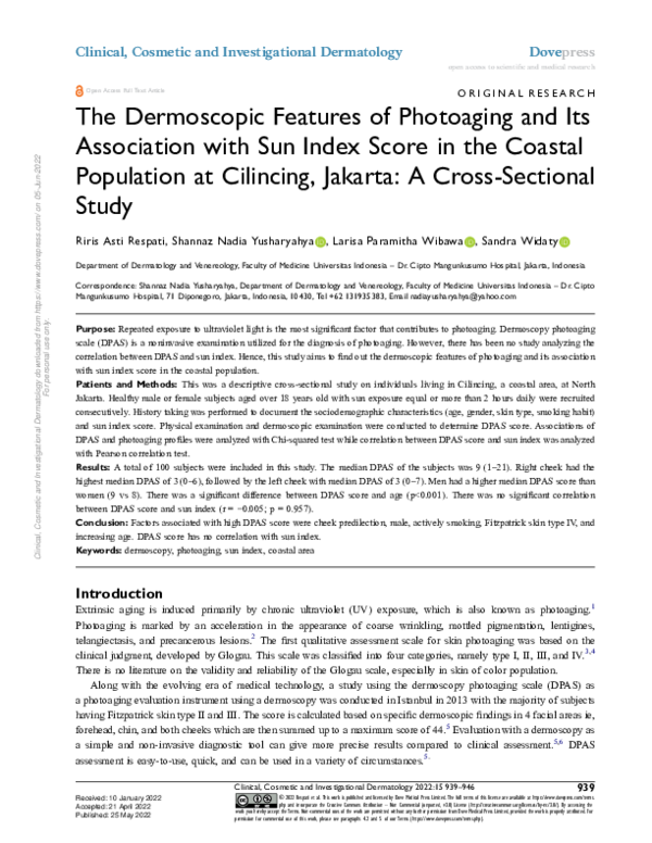 (PDF) The Dermoscopic Features of Photoaging and Its Association with ...