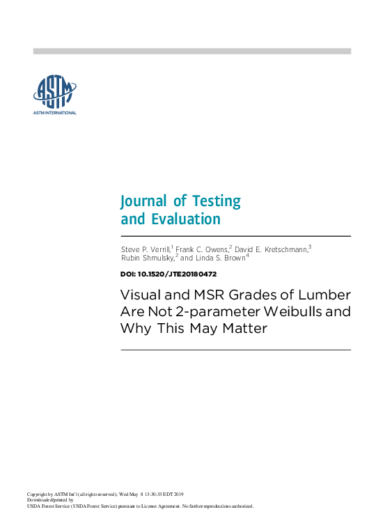 (PDF) Visual and MSR Grades of Lumber Are Not 2-parameter Weibulls and ...