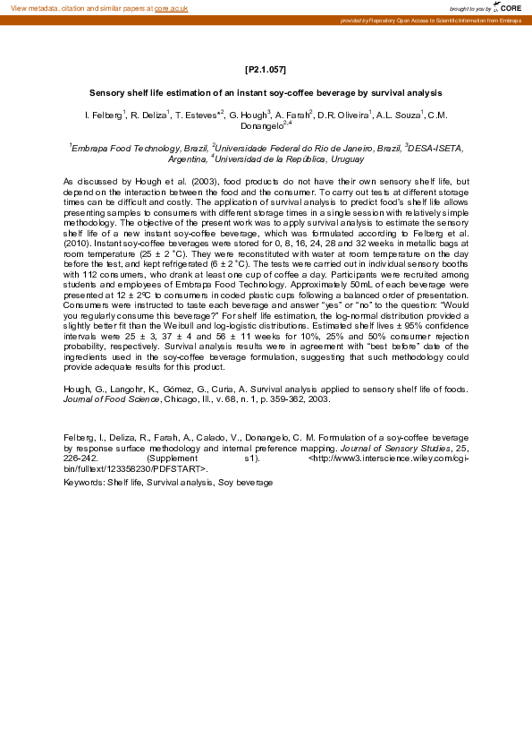 (PDF) Sensory shelf life estimation of an instant soy-coffee beverage ...