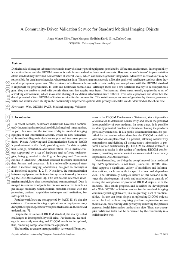 (PDF) A community-driven validation service for standard medical ...