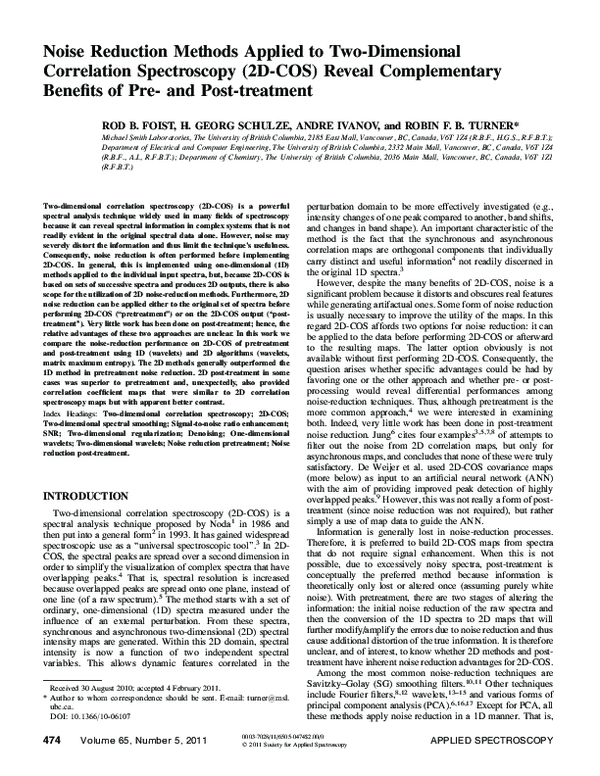 (PDF) Noise Reduction Methods Applied to Two-Dimensional Correlation Spectroscopy (2D-COS ...