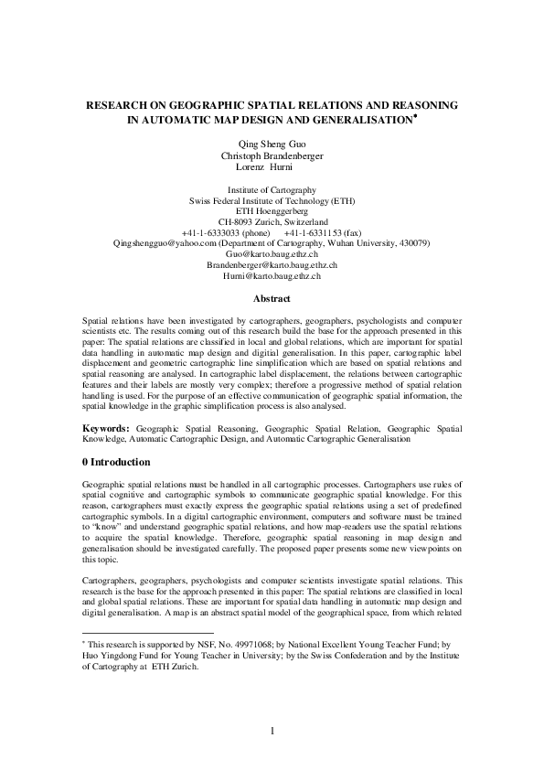 Pdf On Geographic Spatial Relations And Reasoning In Automatic Map Design And Generalisation