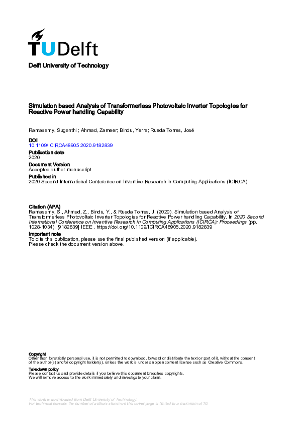 (PDF) Simulation based Analysis of Transformerless Photovoltaic Inverter Topologies for Reactive ...
