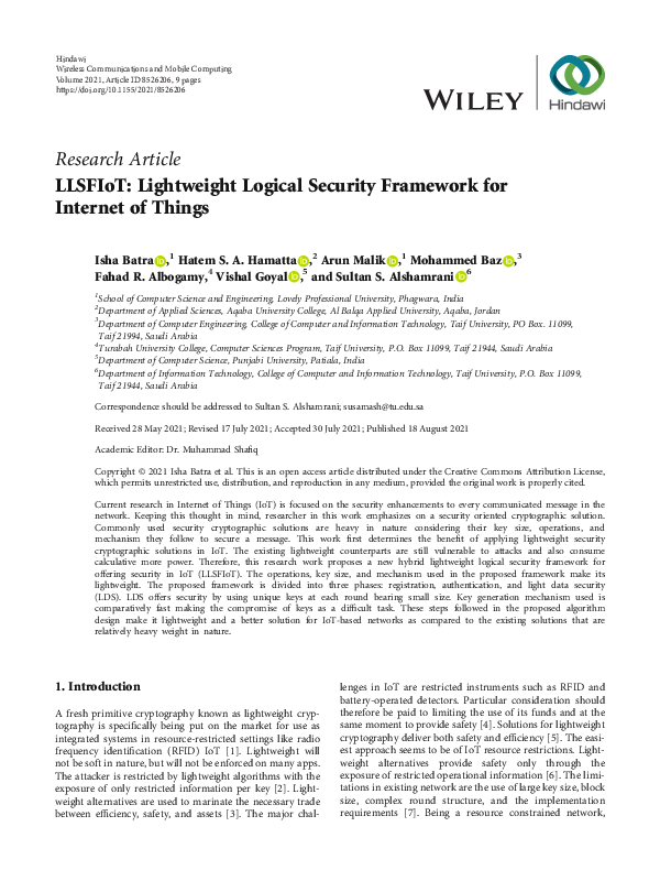 (PDF) LLSFIoT: Lightweight Logical Security Framework for Internet of Things