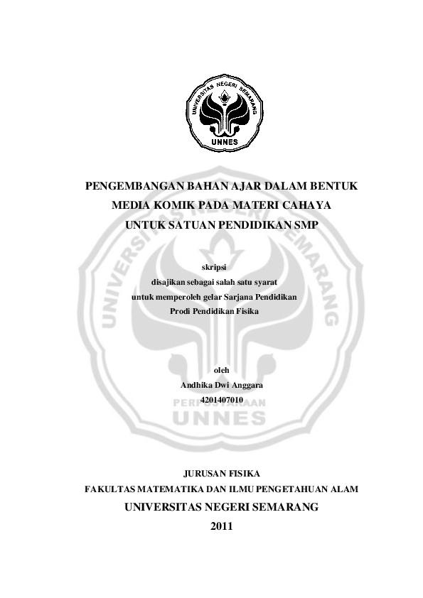 (PDF) Pengembangan Bahan Ajar dalam bentuk Media Komik pada Materi Cahaya untuk Satuan ...