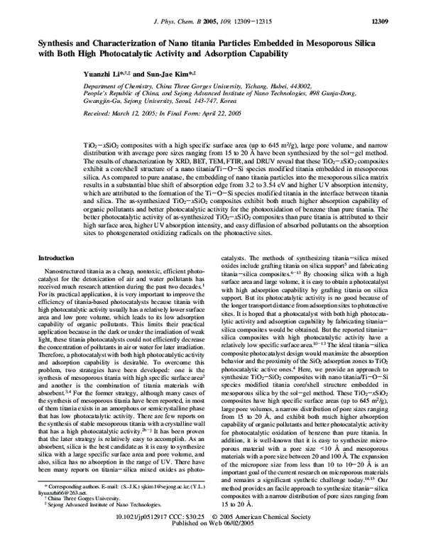 (PDF) Synthesis and Characterization of Nano-Titania Photocatalyst ...