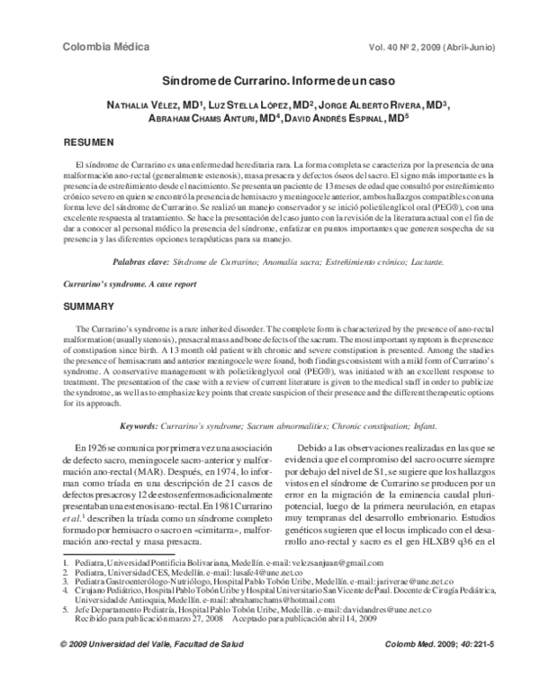 (PDF) Currarino’s syndrome. A case report | LUZ NELLY LOPEZ - Academia.edu