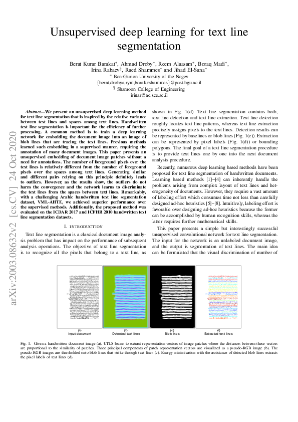 (PDF) Unsupervised text line segmentation