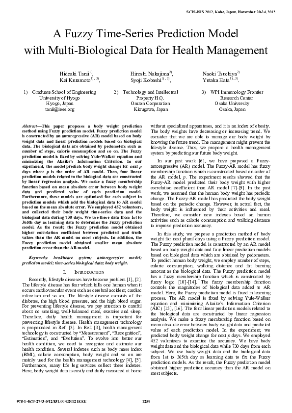 Pdf A Fuzzy Time Series Prediction Model With Multi Biological Data For Health Management