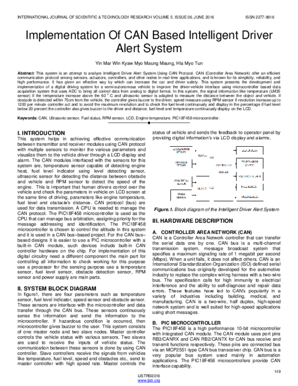 Pdf Implementation Of Can Based Intelligent Driver Alert System