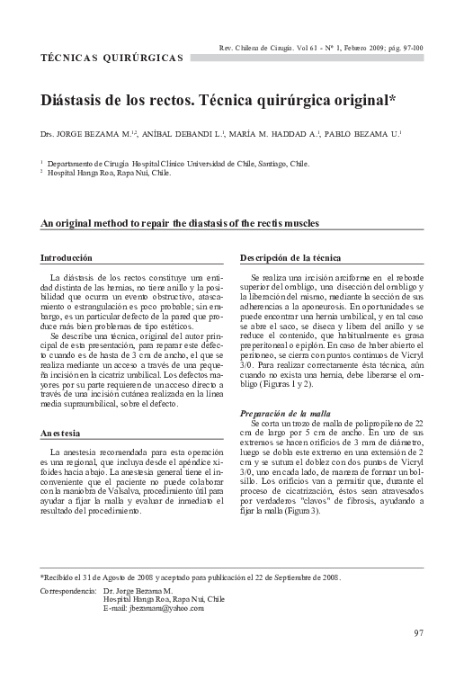(PDF) Diástasis de los rectos: Técnica quirúrgica original
