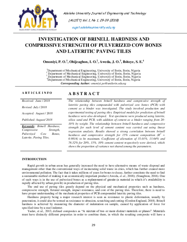 (PDF) INVESTIGATION OF BRINELL HARDNESS AND COMPRESSIVE STRENGTH OF ...