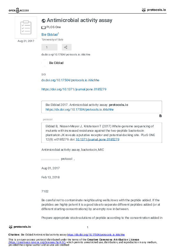 (PDF) Antimicrobial activity assay v1