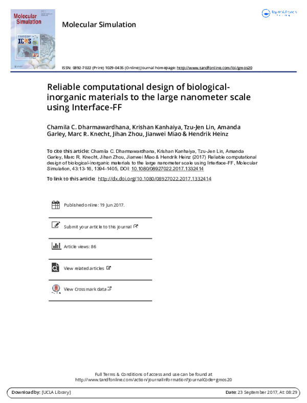 (PDF) Reliable computational design of biological-inorganic materials to the large nanometer ...