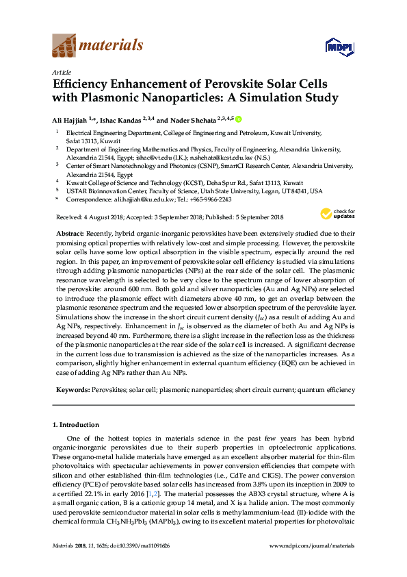 (PDF) Efficiency enhancement of perovskite solar cells by incorporation of CdS quantum dot ...