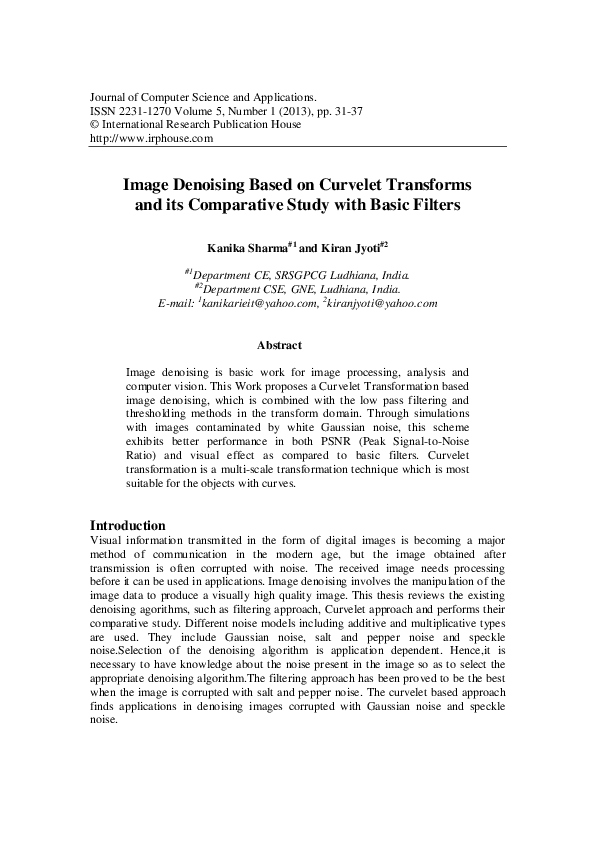Pdf Image Denoising Based On Curvelet Transforms And Its Comparative