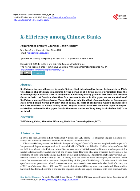(PDF) Why Does X-Inefficiency Exist