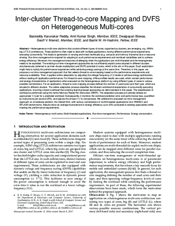 (PDF) Inter-Cluster Thread-to-Core Mapping and DVFS on Heterogeneous ...