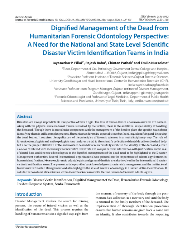 (PDF) Dignified Management of the Dead from Humanitarian Forensic ...