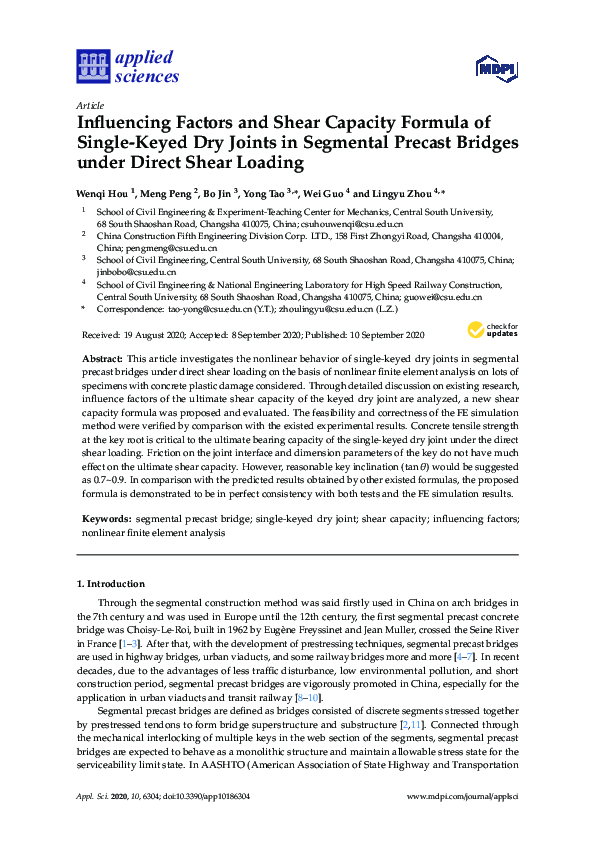 (PDF) Influencing Factors and Shear Capacity Formula of Single-Keyed ...
