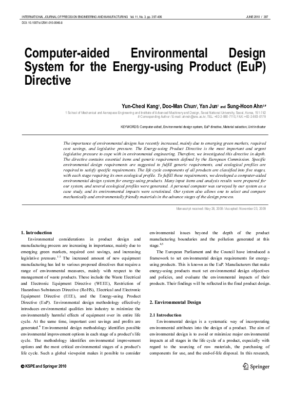 Computer-aided environmental design system for the energy-using product ...
