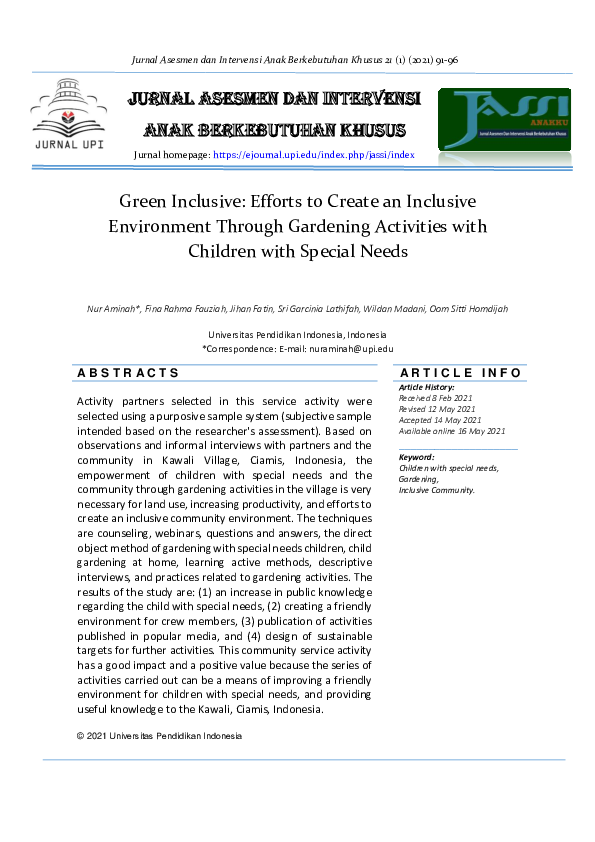 (PDF) Green Inclusive: Efforts to Create an Inclusive Environment ...