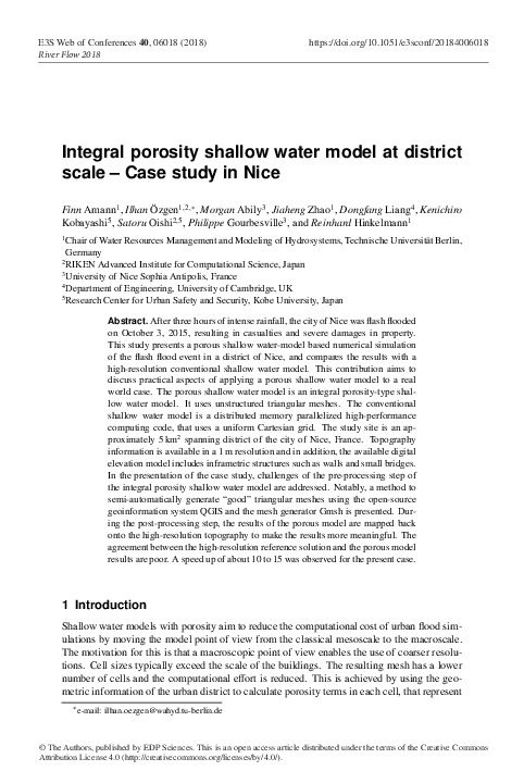 (PDF) Integral porosity shallow water model at district scale - Case ...