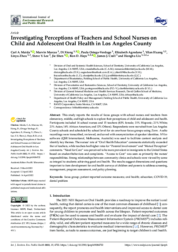 (PDF) Investigating Perceptions of Teachers and School Nurses on Child ...