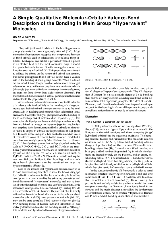 (PDF) A Simple Qualitative Molecular-Orbital/Valence-Bond Description ...