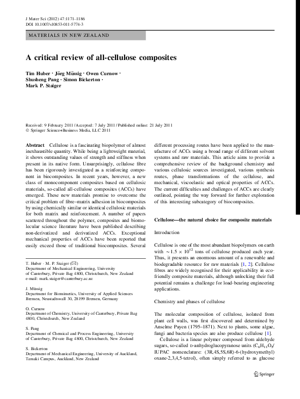 (PDF) A critical review of all-cellulose composites