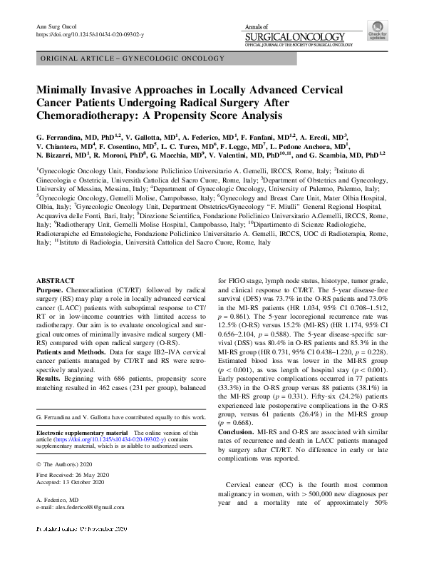(PDF) Minimally Invasive Approaches in Locally Advanced Cervical Cancer Patients Undergoing ...