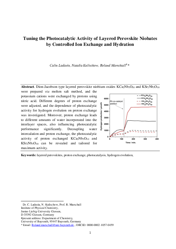 (PDF) Tuning the Photocatalytic Activity of Layered Perovskite Niobates ...