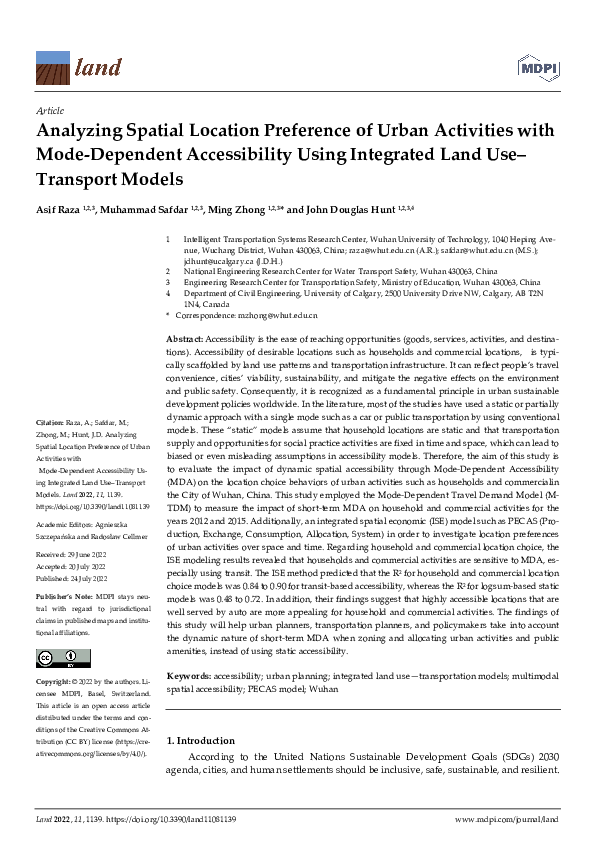 (PDF) Analyzing Spatial Location Preference of Urban Activities with Mode-Dependent ...
