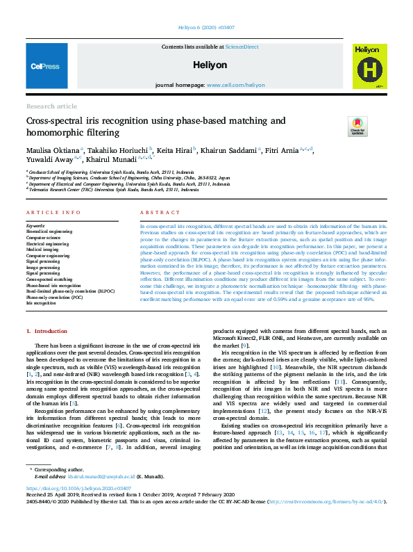 Pdf Cross Spectral Iris Recognition Using Phase Based Matching And Homomorphic Filtering 7054