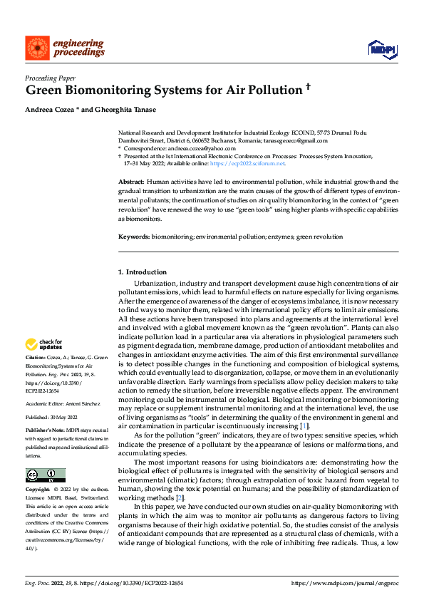 (PDF) Green Biomonitoring Systems for Air Pollution