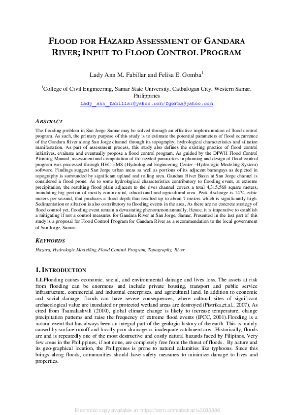 (PDF) Flood for Hazard Assessment of Gandara River: Input to Flood ...
