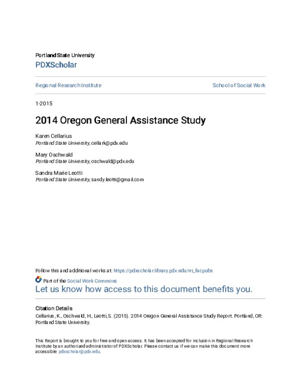 (PDF) 2014 Oregon General Assistance Study | Karen Cellarius - Academia.edu