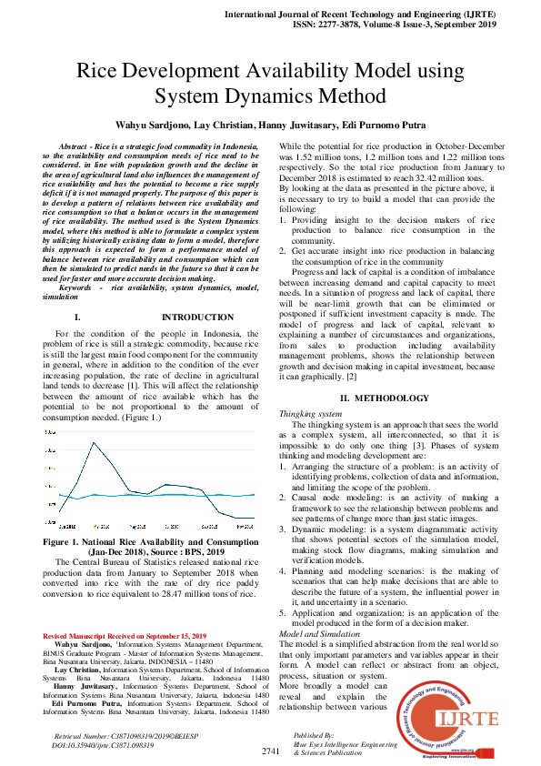 (PDF) Rice Development Availability Model using System Dynamics Method