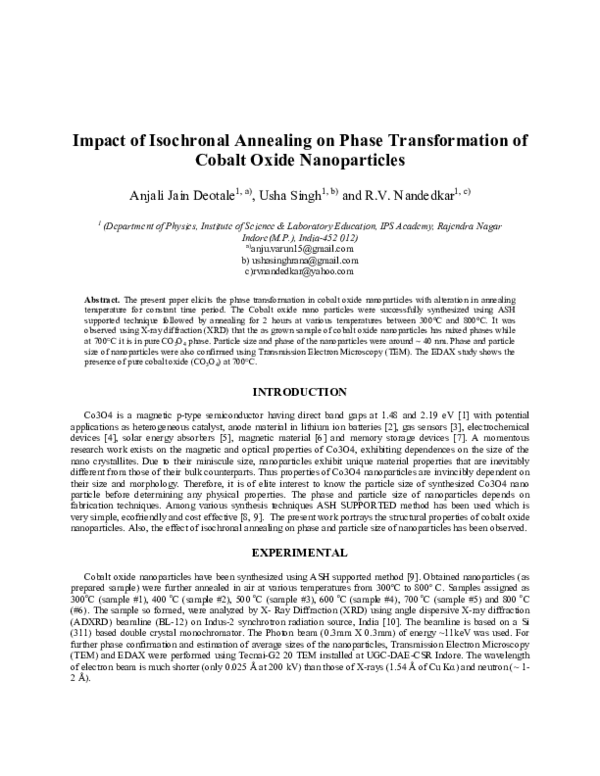 (PDF) Impact of isochronal annealing on phase transformation of cobalt ...